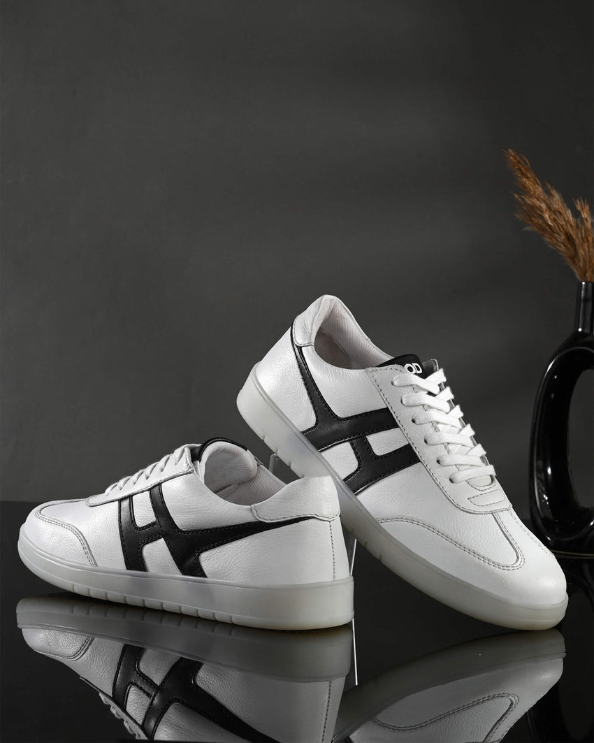 Overdrive Henry White Color Leather Lace Up Sneakers For Men ...